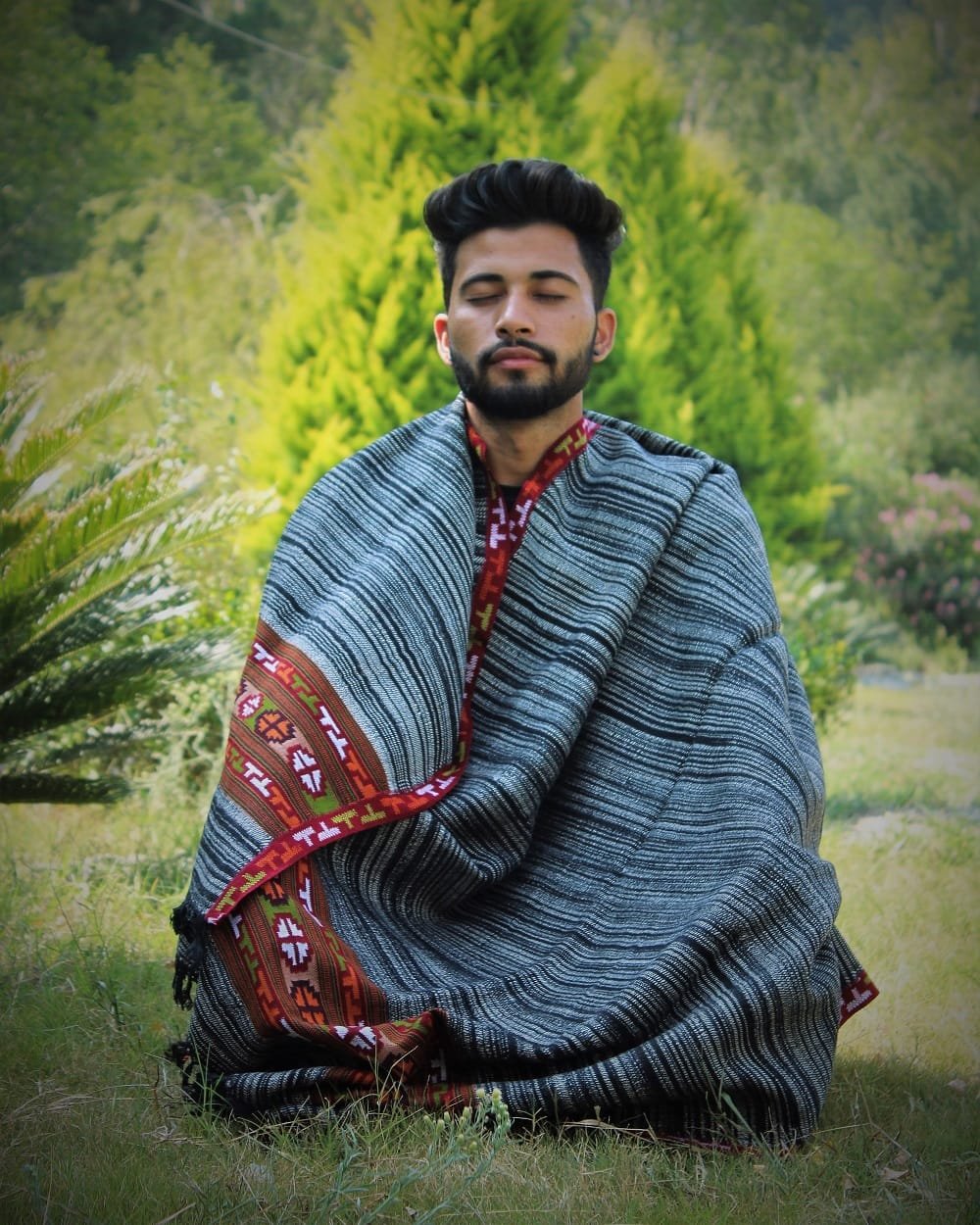 Hand woven Wool Meditation Prayer Scarf Wrap Blanket - HimalayanKraft