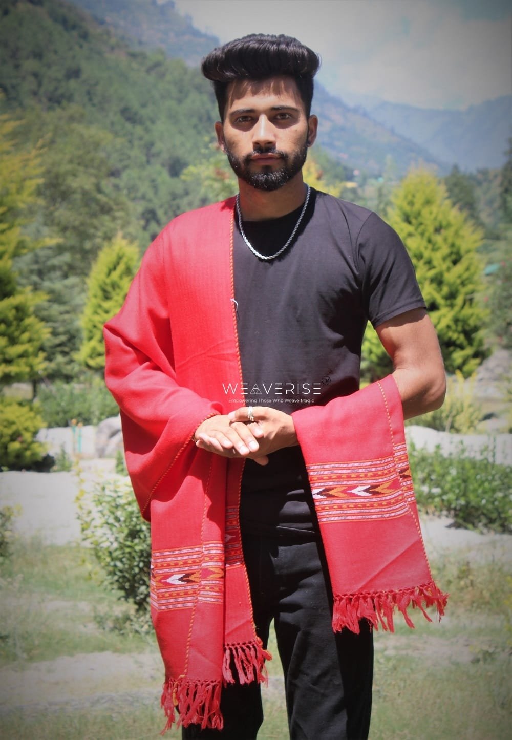 Kingri Design Pattern Stole Scarf for Men in a captivating Red Color ...
