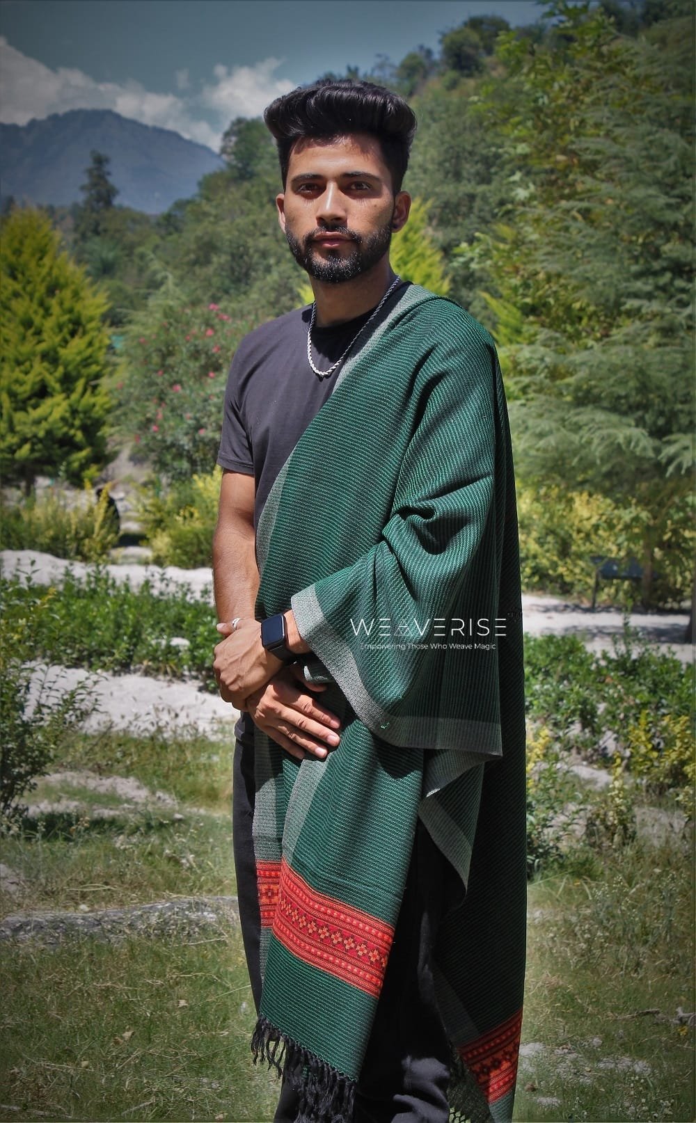 Pure Wool Stole Scarf for Men in a rich and elegant Green color ...