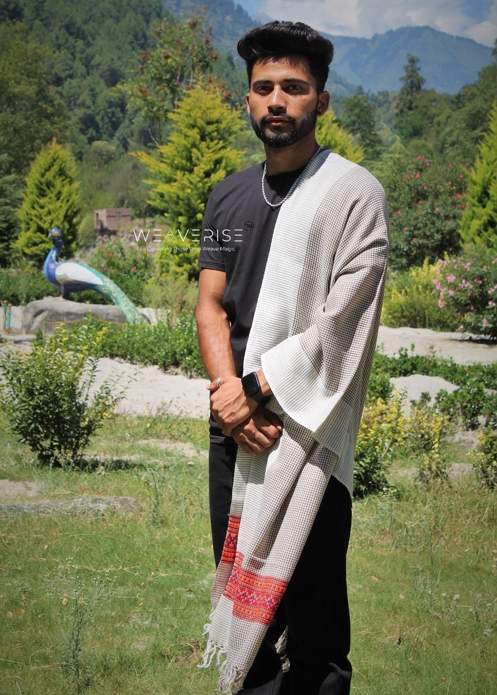 Soft Wool Stole for Men in a Timeless White Line Checked Design ...