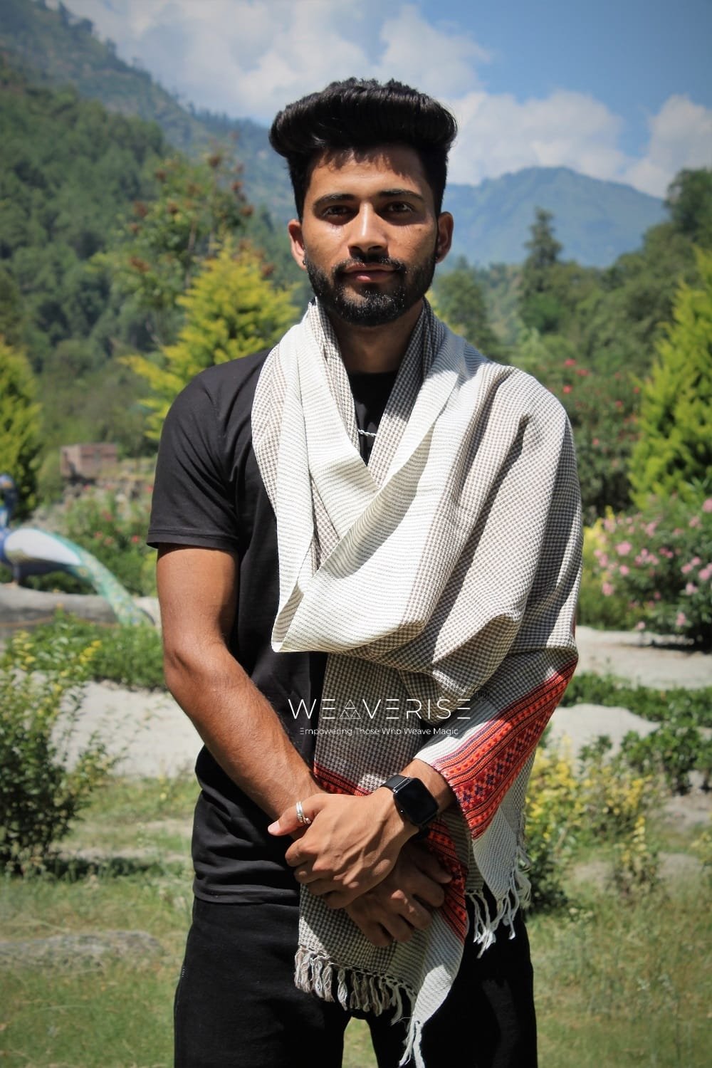 Soft Wool Stole for Men in a Timeless White Line Checked Design ...