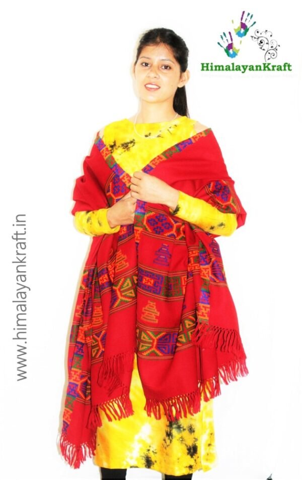 Kullu Handloom Kinnauri Design Pure Wool Shawl -Himalayankraft