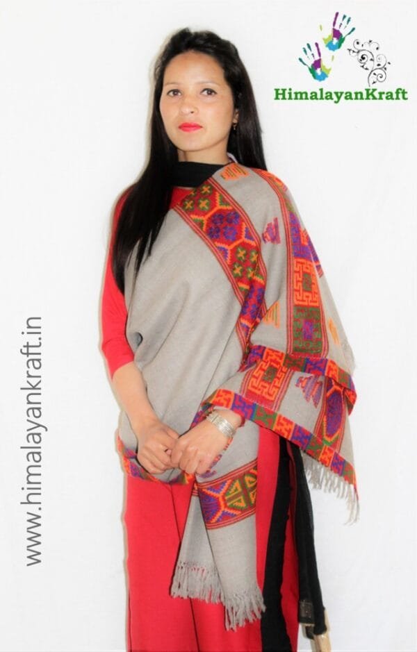 Kullu Handloom Kinnauri Design Pure Wool Shawl -Himalayankraft